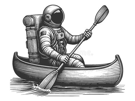 Spaceman Boat Sketch Engraving Vector Stock Vector Illustration Of Unreal Color 343631523
