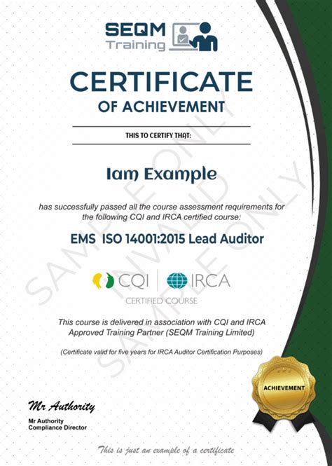 Iso 14001 Lead Auditor Course Cqi Irca Certified