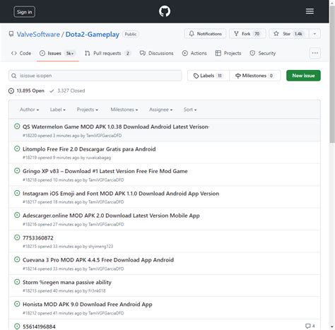 The Dota 2 Github Bug Tracker Is Full Of Spam Bots R Dota2