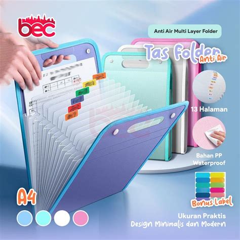 查看 Bec Tas File Handle Warna Transparan Anti Air Multi Layer Folder