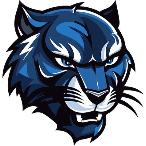 A Fierce Blue Panther Mascot Head With White Stripes Perfect For Sports
