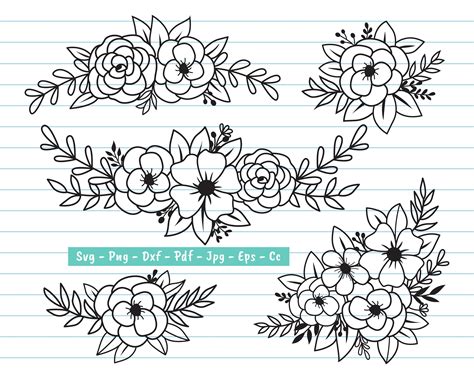 Floral Svg Floral Svg Bundle Flower Svg Cut Files Flower Etsy
