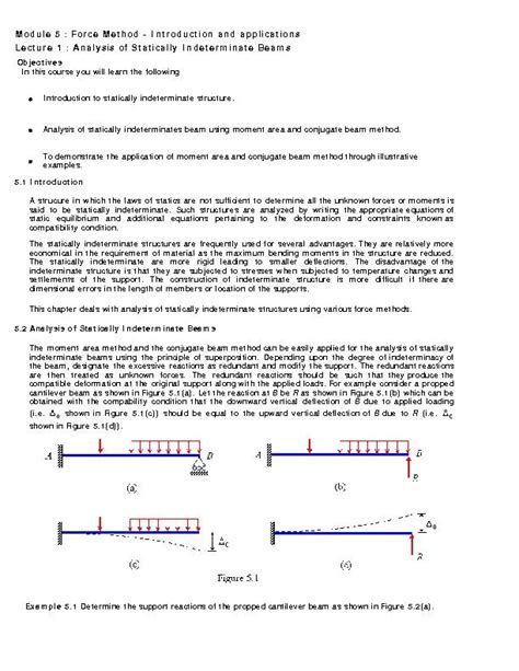 Pdf Module 5 Force Method Introduction And Applicationslecture 1 Ana Pdf Document