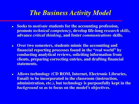Ppt The Business Activity Model An Experiment In Self Learning