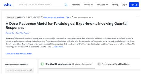 A Dose Response Model For Teratological Experiments Involving Quantal Responses