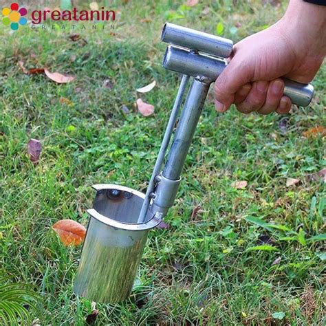 Greatanin Transplanting Puncher Stainless Steel Planting Tool Garden
