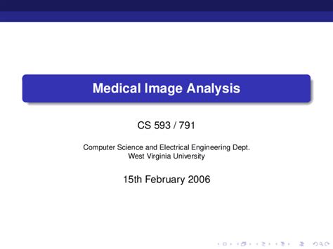 Lecture Slides On Medical Image Analysis Cs T101 Docsity
