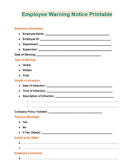 Employee Warning Notice Form