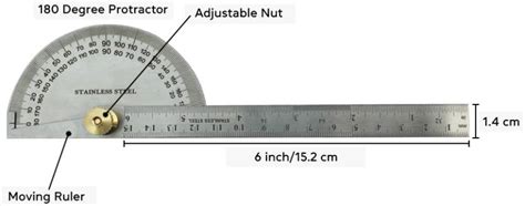 Ttm Degree Protector Professional Stainless Steel With 150mm Scale Dial