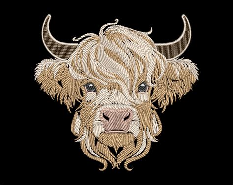 Highland Cow Embroidery Design Adorable Scottish Highland Cattle