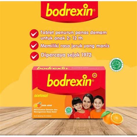 Jual Bodrexin Acetosal Penurun Demam Rasa Jeruk 1 Box 4 Strip Shopee