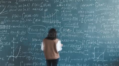 Time Lapse Of Young Lady Scientist Working At Academic Research Writing On Blackboard In