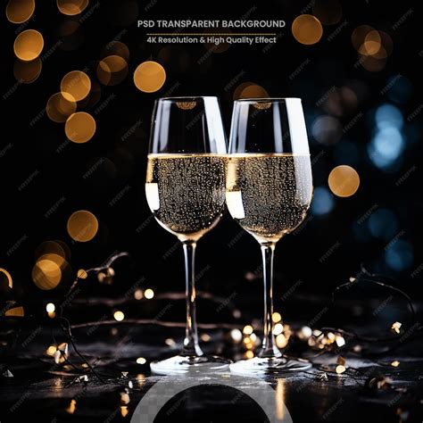 Premium Psd Toasting With Champagne Glasses Against Holiday Lights