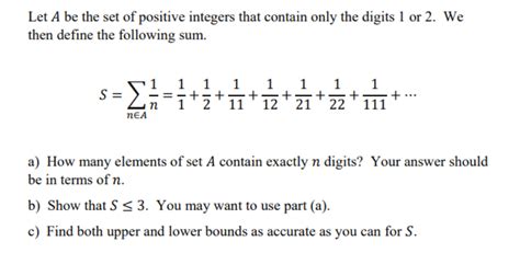 Solved Let A Be The Set Of Positive Integers That Contain Chegg