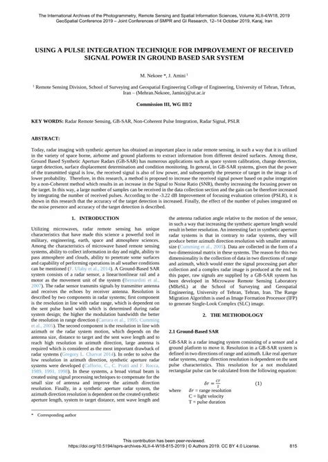 Pdf Using A Pulse Integration Technique For G A Pulse Integration Technique For