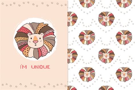 Premium Vector Lion Art Pattern