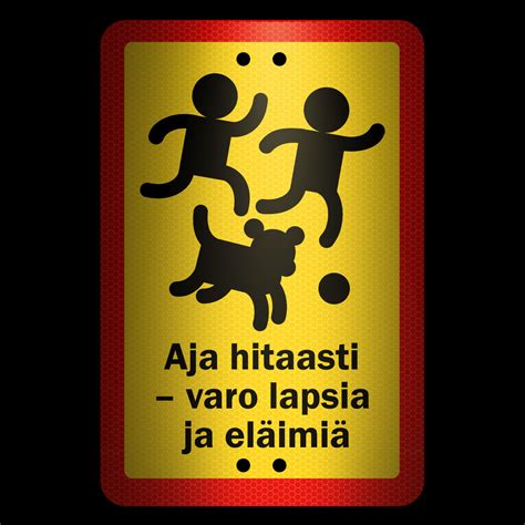 Sekure 2mm 20x30cm Alumiinikyltti Aja Hitaasti Varo Lapsia Ja