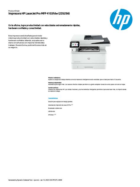 Multifuncional Hp 4103 Pdf Impresora Computación Fax