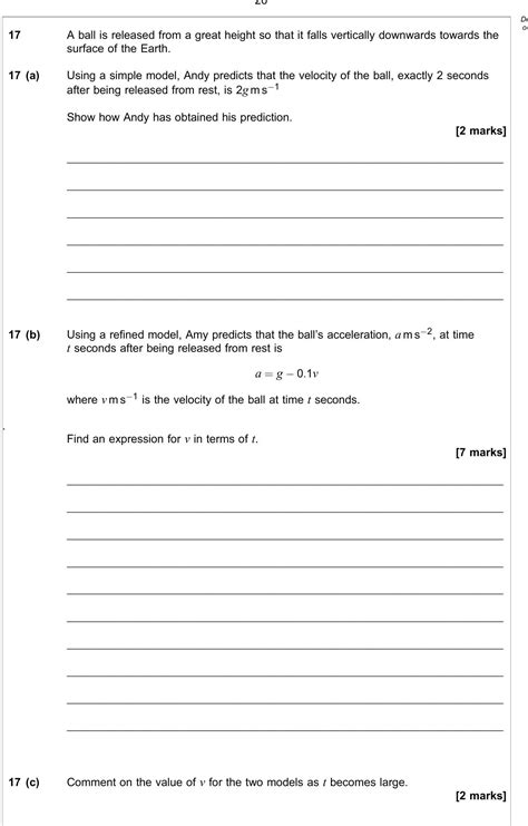 A Level Aqa Maths Pure Modelling With Functions A Ball Is Released From A Great