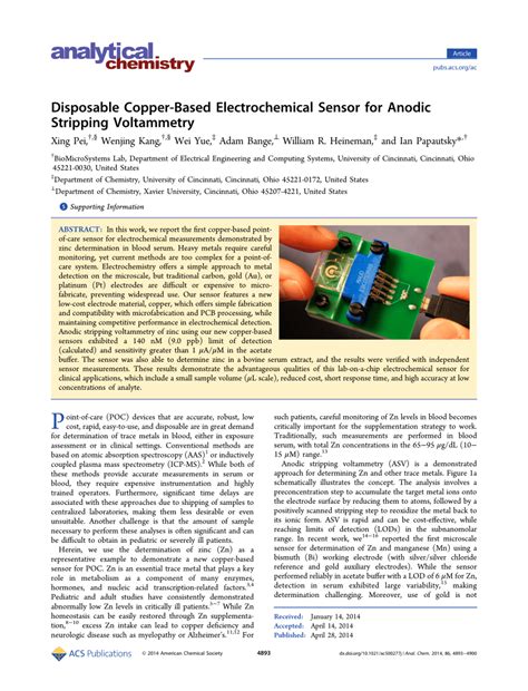 Pdf Disposable Copper Based Electrochemical Sensor For Anodic
