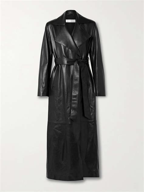 Nour Hammour Kasha Belted Leather Trench Coat Net A Porter