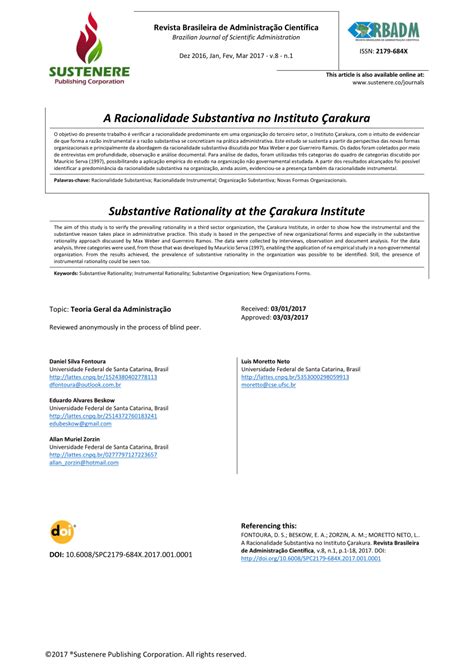 Pdf Substantive Rationality At The Çarakura Institute