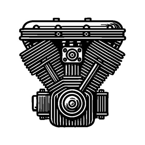 Simple Vector Icon Of Motorcycle Engine Logo Design Illustration Stock