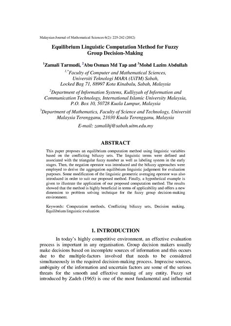 Equilibrium Linguistic Computation Method For Fuzzy Group Decision Making Malaysian