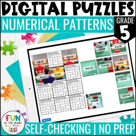Numerical Patterns Digital Puzzles 5oa3 5th Grade Math Activity