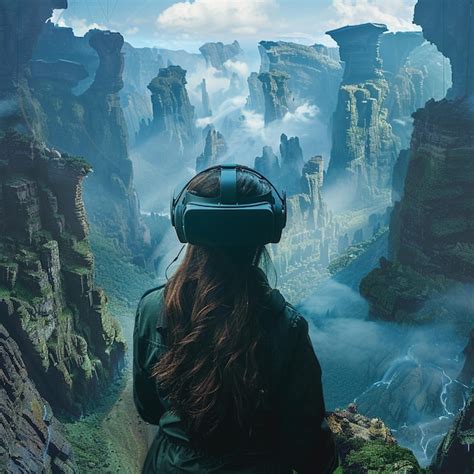 Vr Adventures Stepping Into New Worlds Premium Ai Generated Image