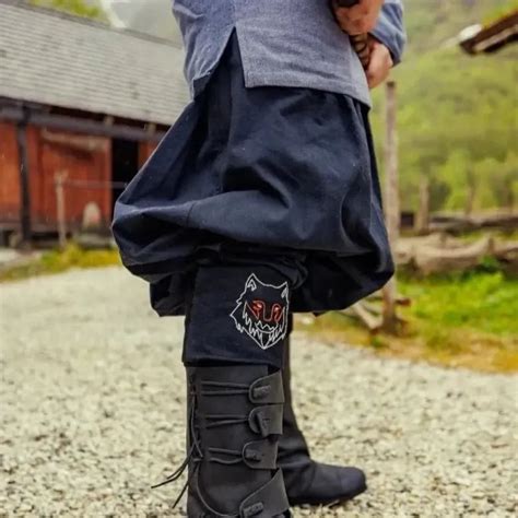 Black Cotton Viking Rus Pants Drawstring Waist Viking Warrior