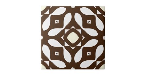 Creamy White And Brown Moroccan Mosaic Pattern Ceramic Tile Zazzle