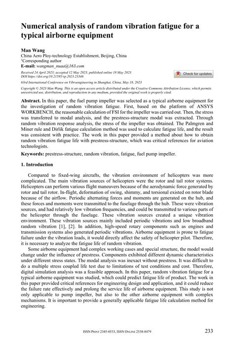 Pdf Numerical Analysis Of Random Vibration Fatigue For A Typical Airborne Equipment