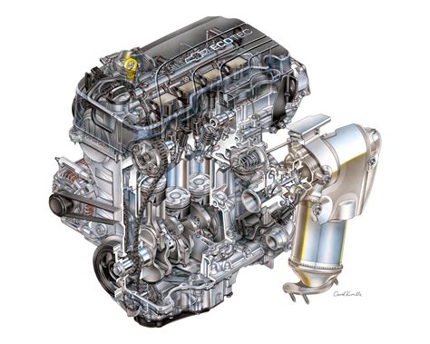 Chevrolet Cruze Ecotec Engine Cutaway Drawing In High Quality