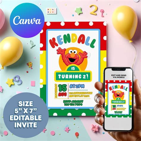 Editable Birthday Invitation Elmo Birthday Invitation Printable For