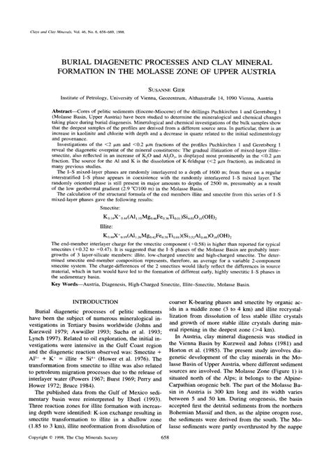 Pdf Burial Diagenetic Processes And Clay Mineral Formation In The