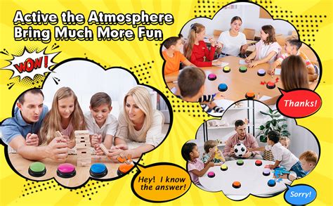 Honoson 8 Pieces Recordable Answer Buzzers Button Answer Buzzers Game Show Buzzer