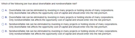 Solved Which Of The Following Are True About Diversifiable