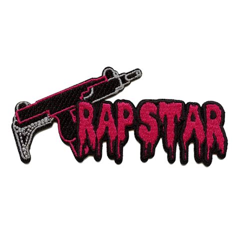 Trap Star With Uzi Patch Popular Pink Drip Embroidered Iron On Eb5