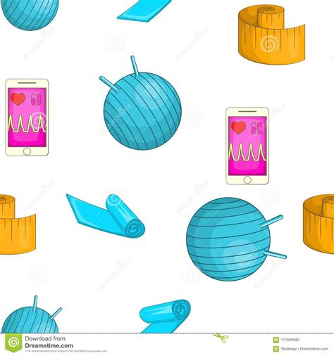 Fitness Elements Pattern Cartoon Style Stock Vector Illustration Of Girl Gymnastics 117609590