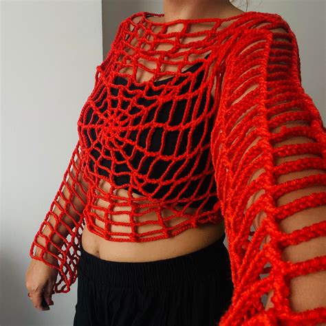 Halloween Spider Crochet Top Pattern Mesh Blouse Pdf Pattern Etsy