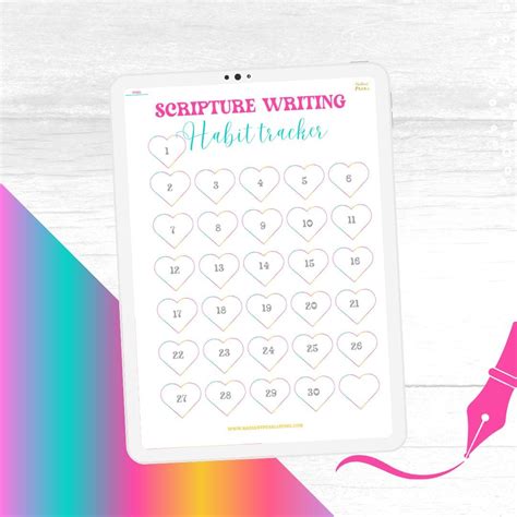 Scripture Writing Habit Tracker Faith Journal Printable Sheet A5