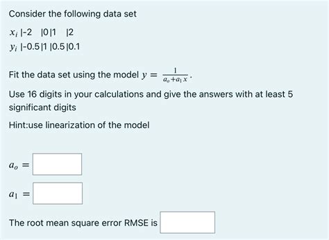 Solved Consider The Following Data Set Fit The Data Set Chegg