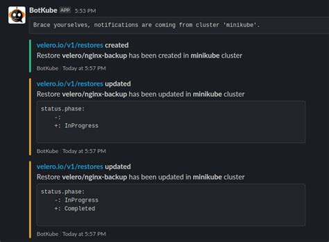 monitoring velero backup and restore with botkube