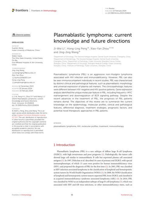 Pdf Plasmablastic Lymphoma Current Knowledge And Future Directions