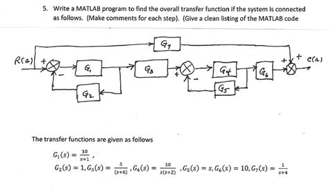solved write a matlab program to find the overall transfer