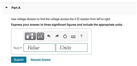 Solved Use Voltage Division To Find The Voltage Across The Chegg Com