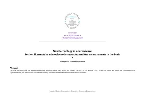 Pdf Nanotechnology In Neuroscience Section Iinanotube