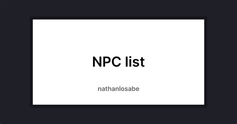 Npc List