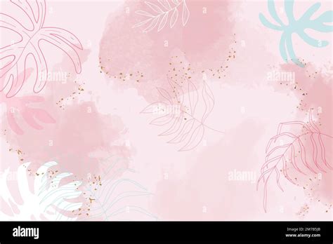 Pink Leafy Watercolor Background Vector Stock Vector Image And Art Alamy